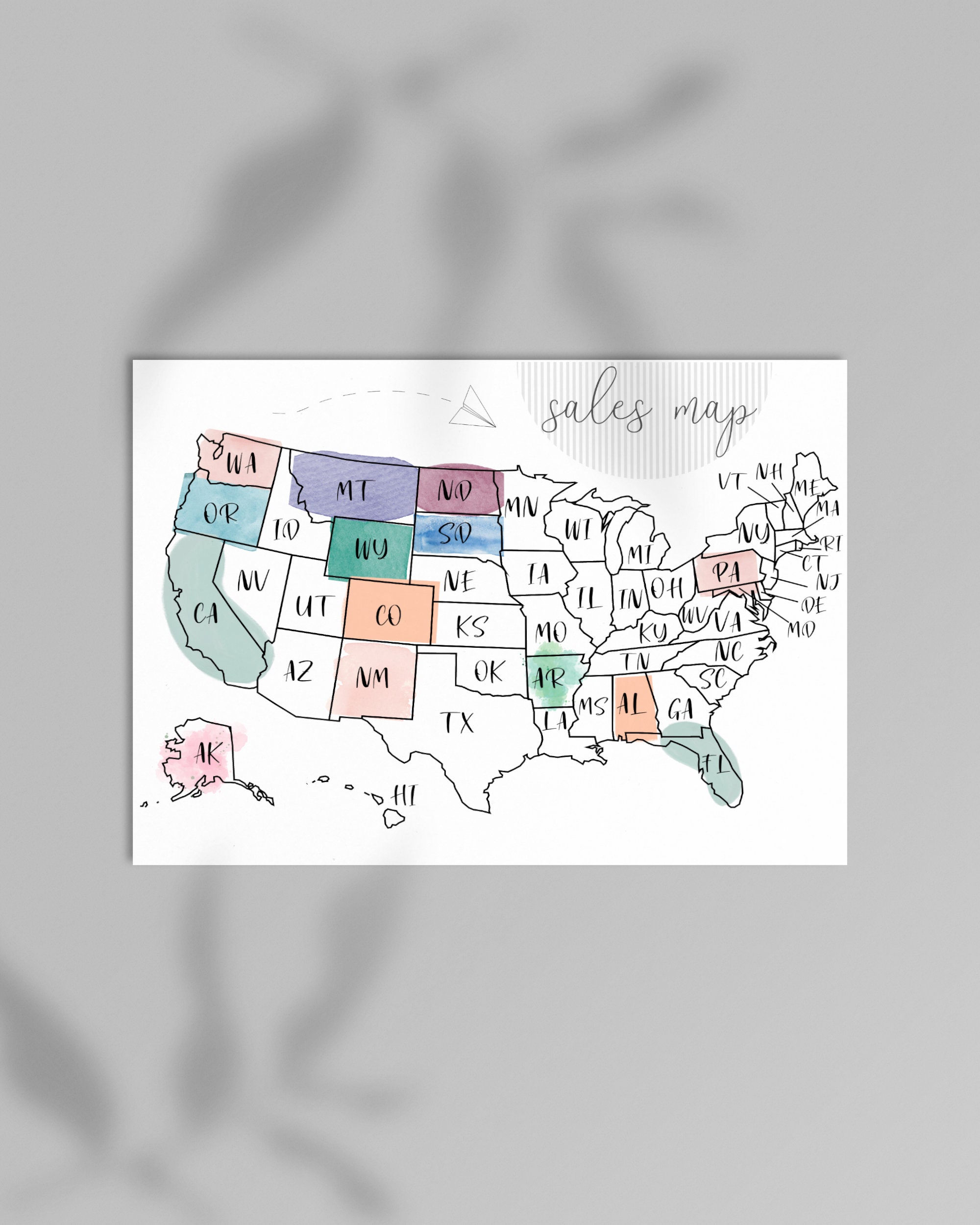 Sales Map | United States Map | Sales Tracker | US Map Print | Etsy ...