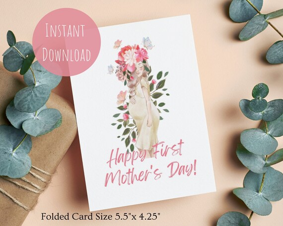 Mother's Day Greeting Card Printable First Mother's - Etsy
