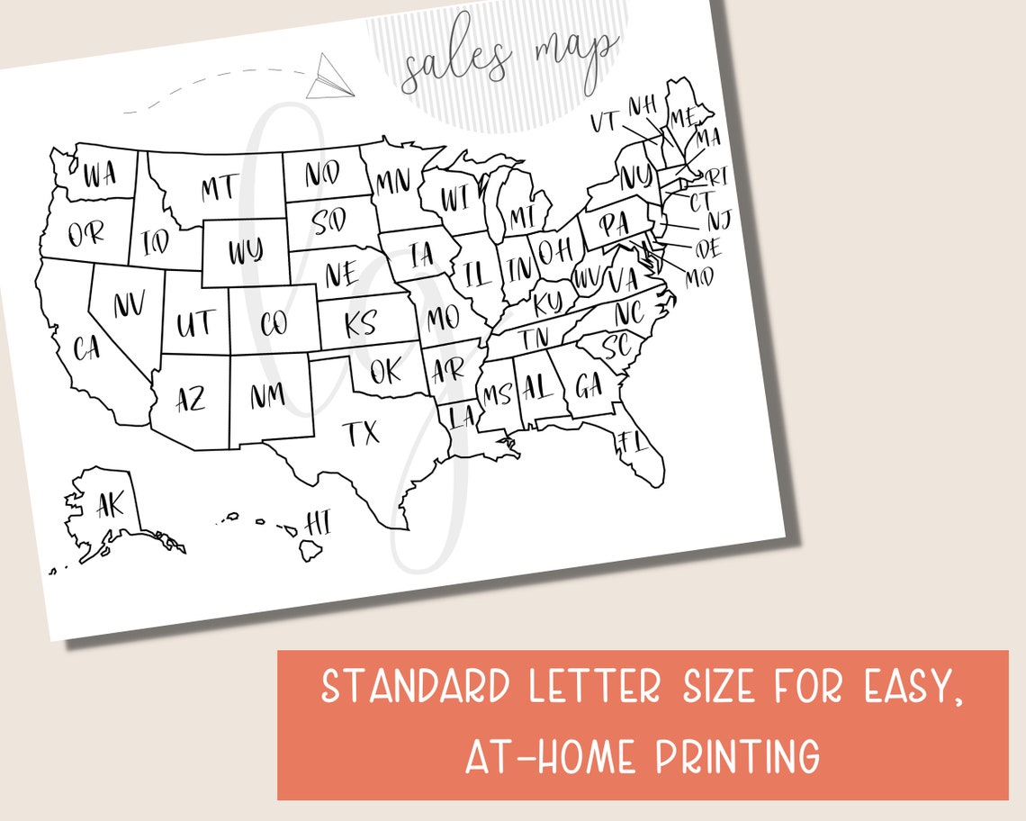 Sales Map United States Map Sales Tracker US Map Print - Etsy