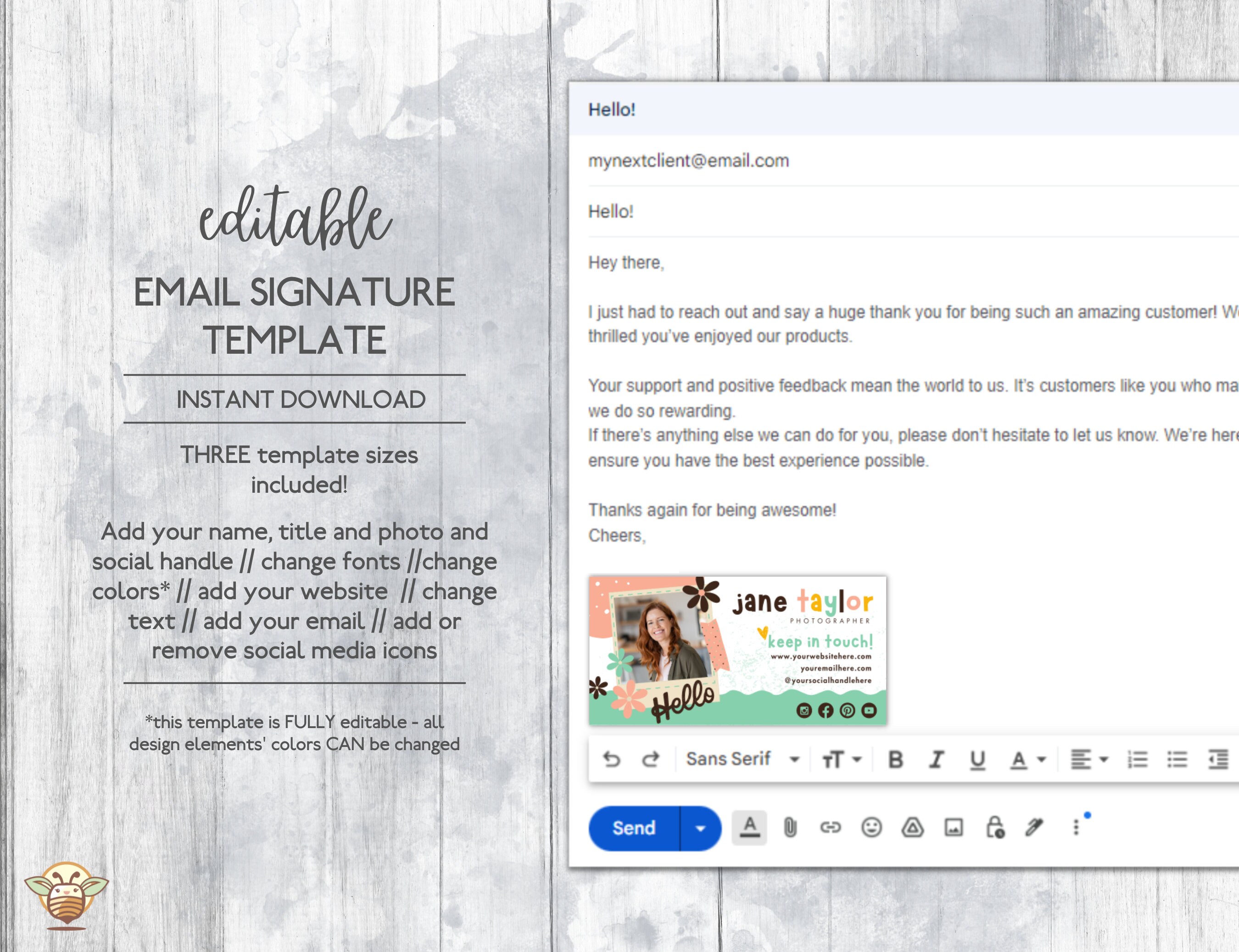 Editable Email Signature Template, Email Signature Template, Signature ...