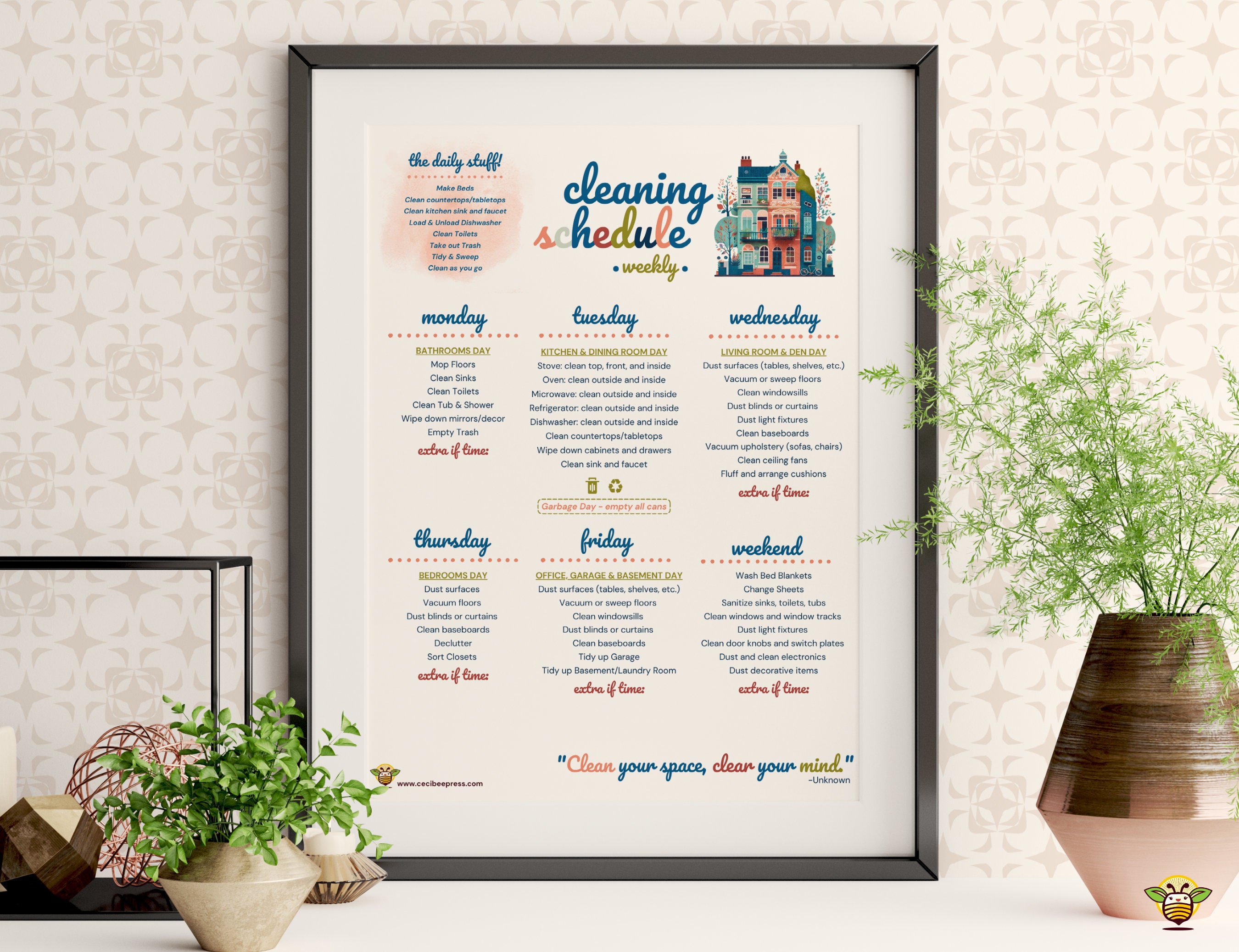 Editable Cleaning Schedule, Printable Cleaning Schedule, Cleaning Schedule Template, Canva ...