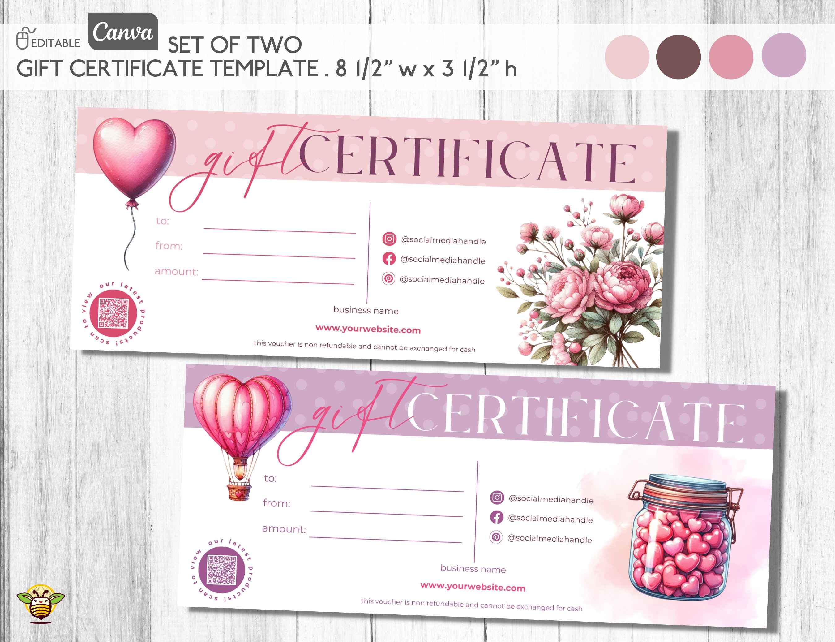 Editable Gift Voucher Template, Gift Certificate Voucher, Valentine ...