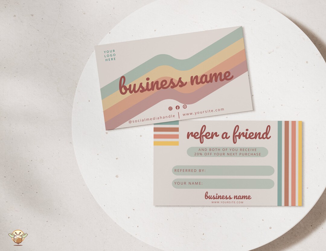 Refer a Friend Card Template, Double Sided Business Card (digital ...