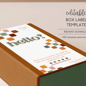 BOHO Box Label Template, Canva Template, Packaging Sticker, Box Sticker ...