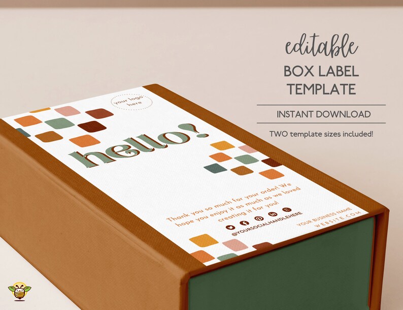 BOHO Box Label Template, Canva Template, Packaging Sticker, Box Sticker ...