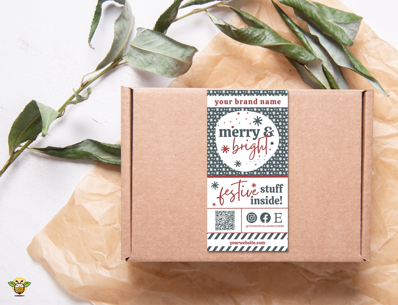 Editable Christmas Box Label Template, Branded Packaging (digital ...