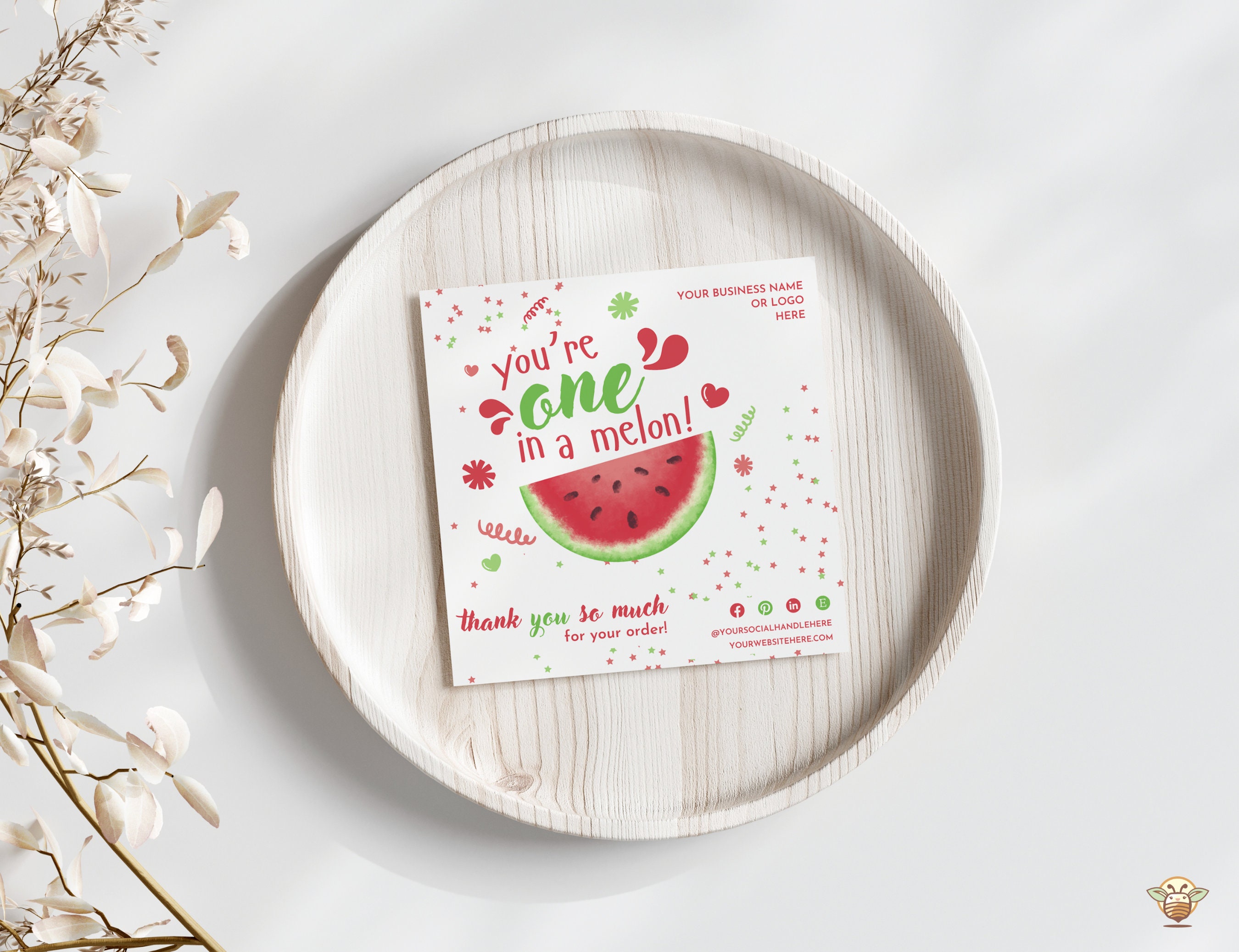 Watermelon Thank You Card Template, Summer Thank You Card Template ...