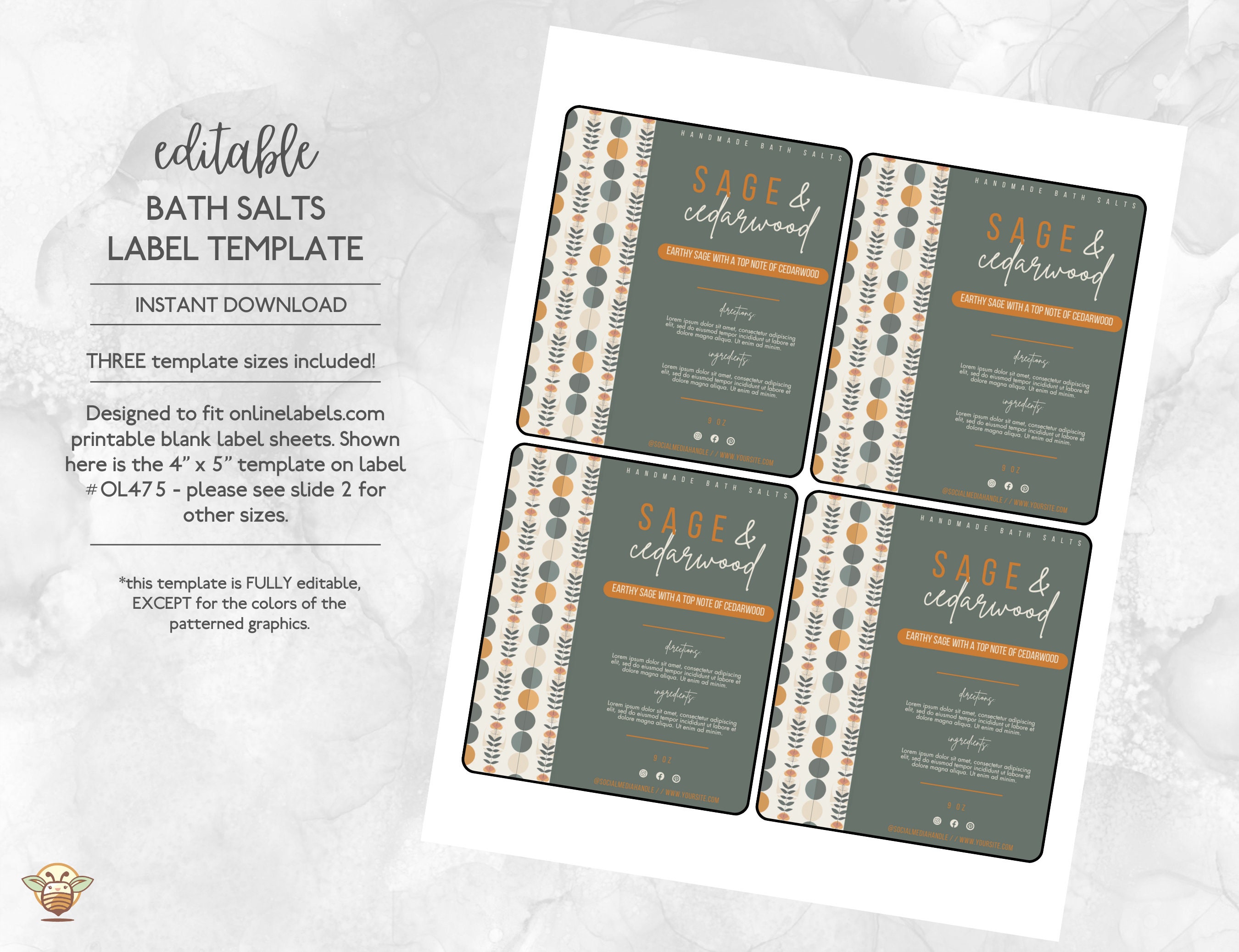 Editable Bath Salts Label Template, Product Pouch Template, Bath Salts ...