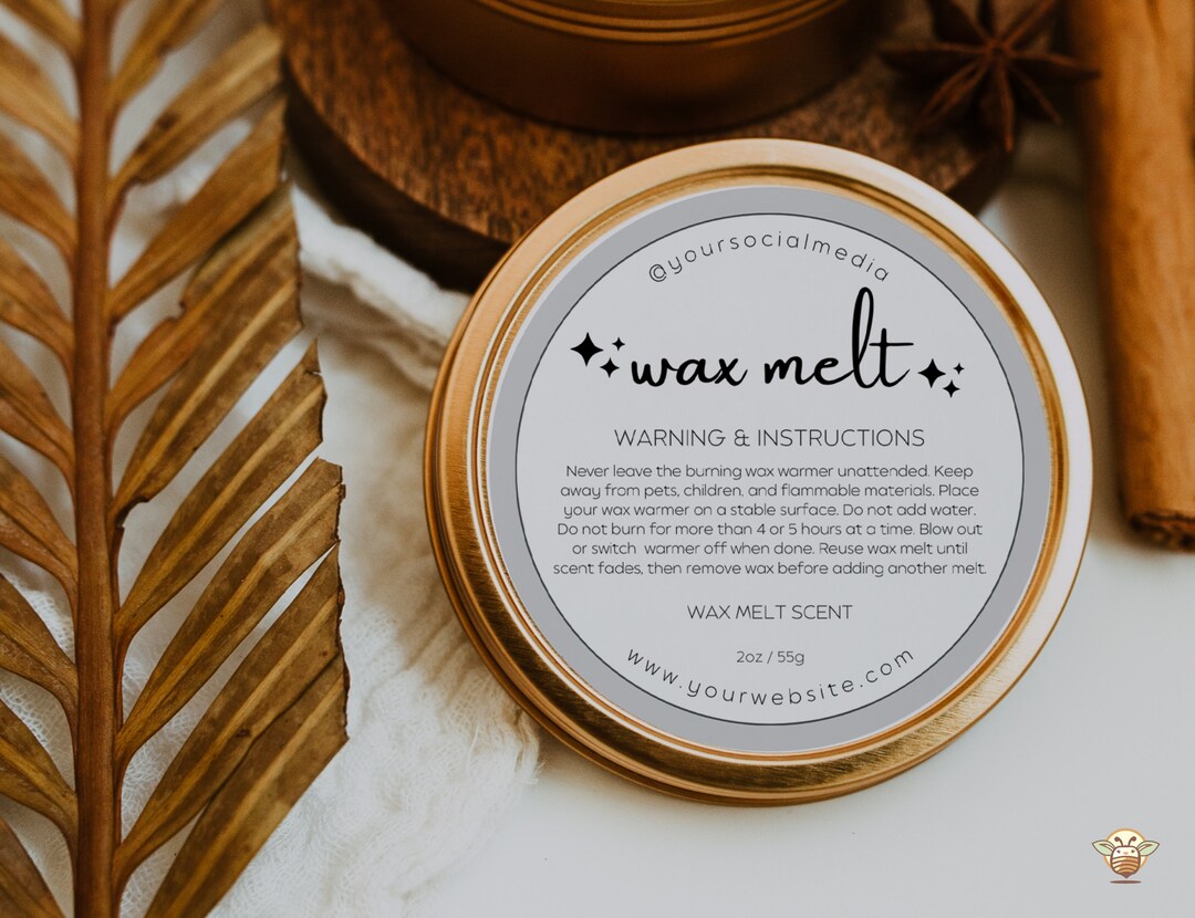 Round Wax Melt Warning Label Sticker Template, Warning Label Packaging ...