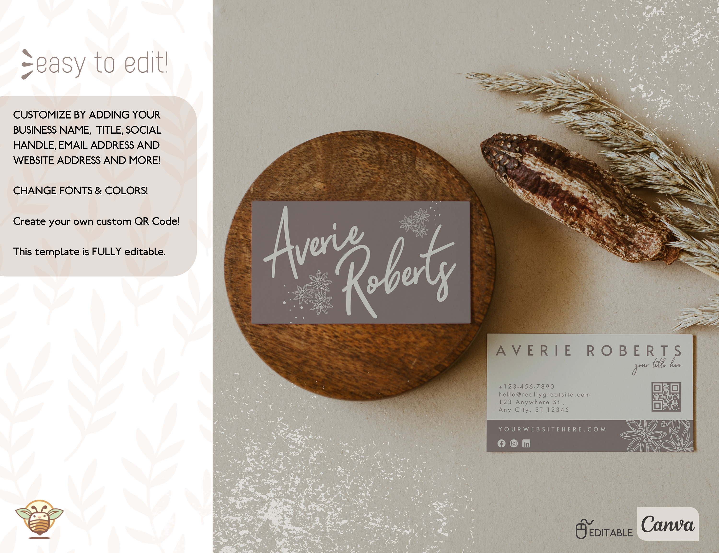 Modern Business Card Template, QR Code Business Card, Double Sided ...