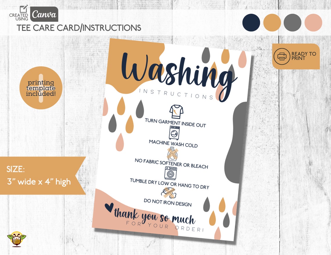 Ready to Print Care Card, Tee Care Card, Boho Care Card, Fun Care Card ...