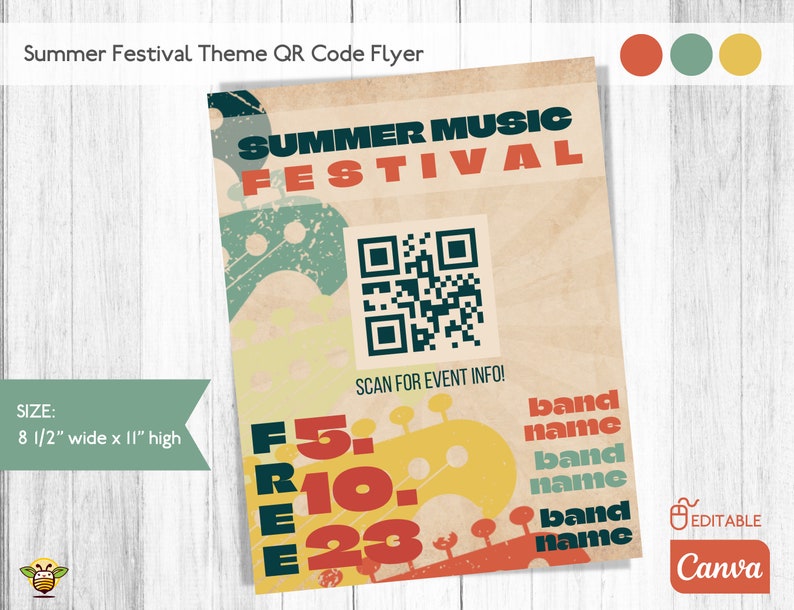 Editable Qr Code Flyer, Music Festival Qr Code Sign Template, Canva ...