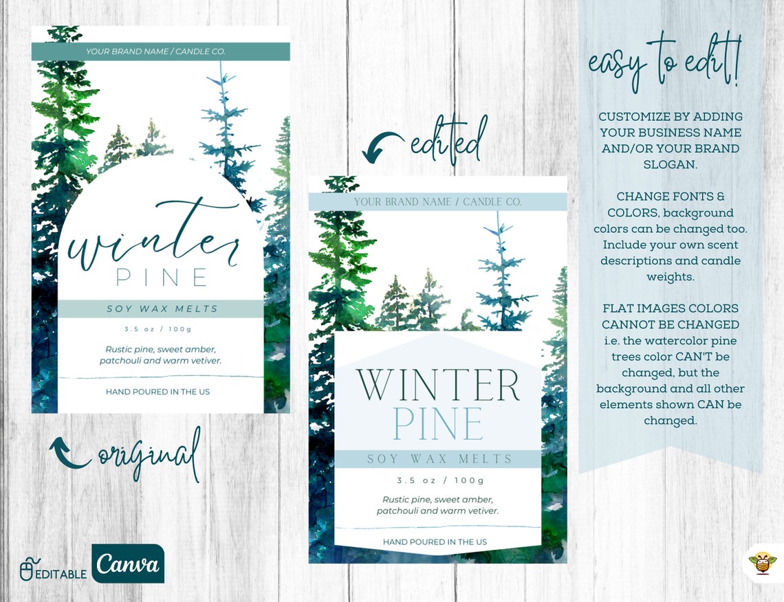 Editable Wax Melt Label Template Seasonal Wax Melt Template - Etsy