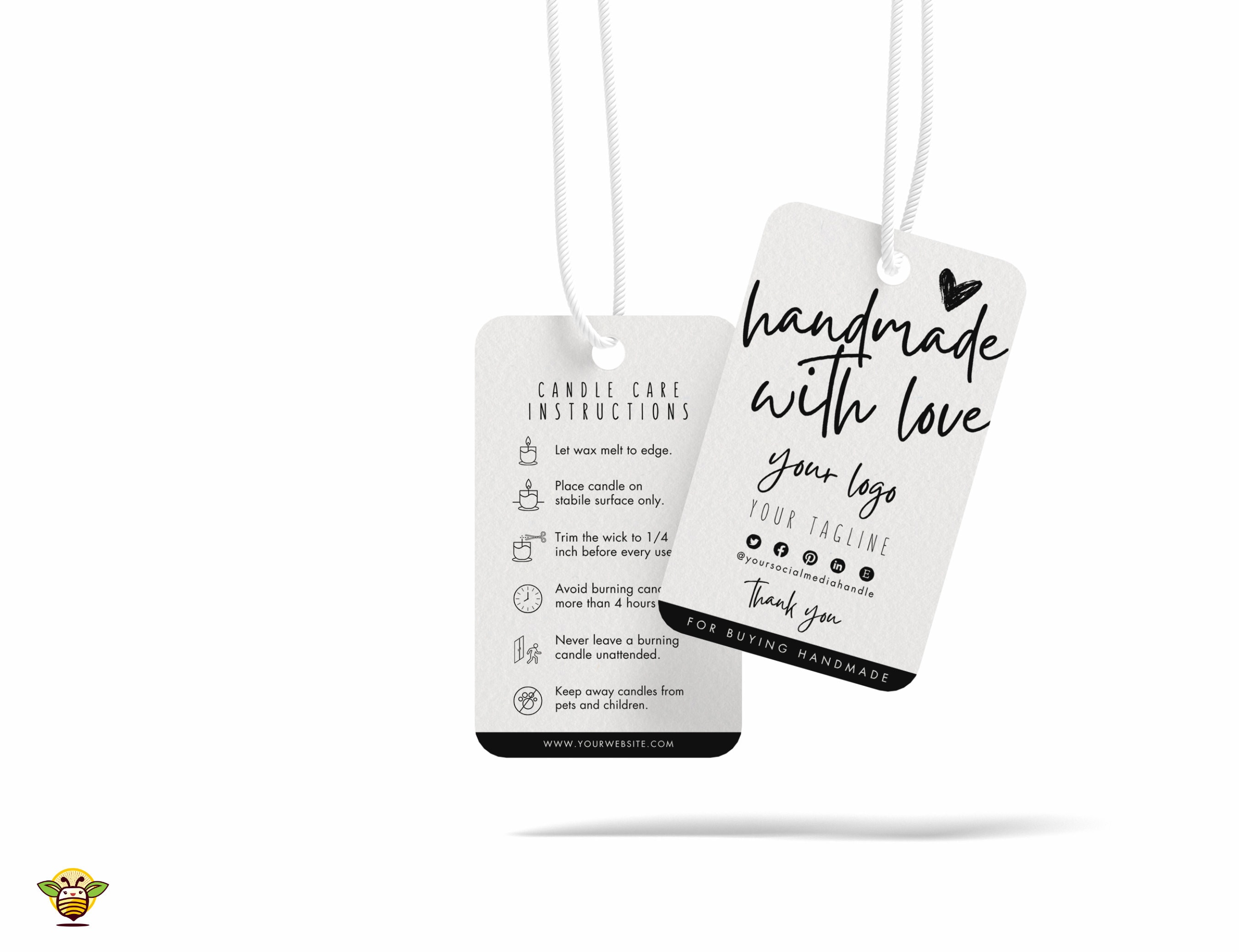 Editable Hang Tag Template, Candle Care Label Template, Label Template, Editable Care Card ...