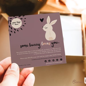 Easter Thank You Card Template, Rabbit Thank You Card, Small Business ...