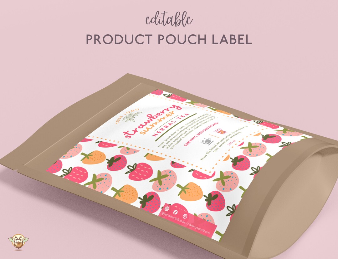 Editable Tea Packaging Label Template, Product Label Template, Summer ...