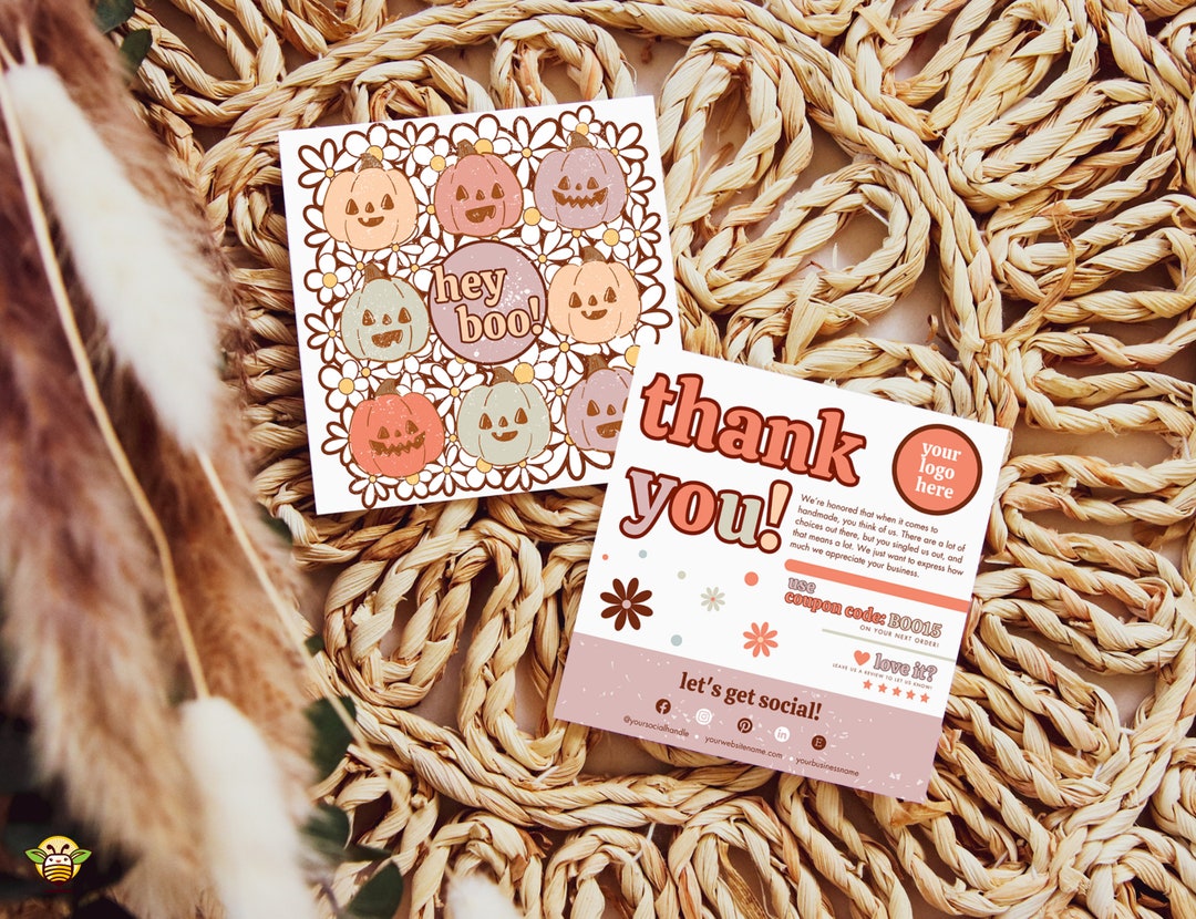 Halloween Thank You Card, Cute Halloween Card Template, Pumpkin Thank ...