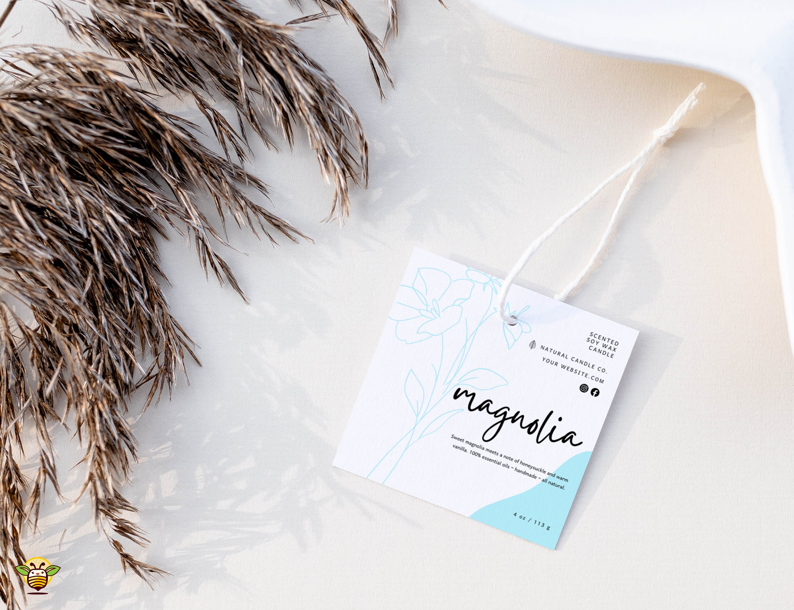 Floral Hang Tag Template, Editable Candle Label, Candle Hang Tag ...