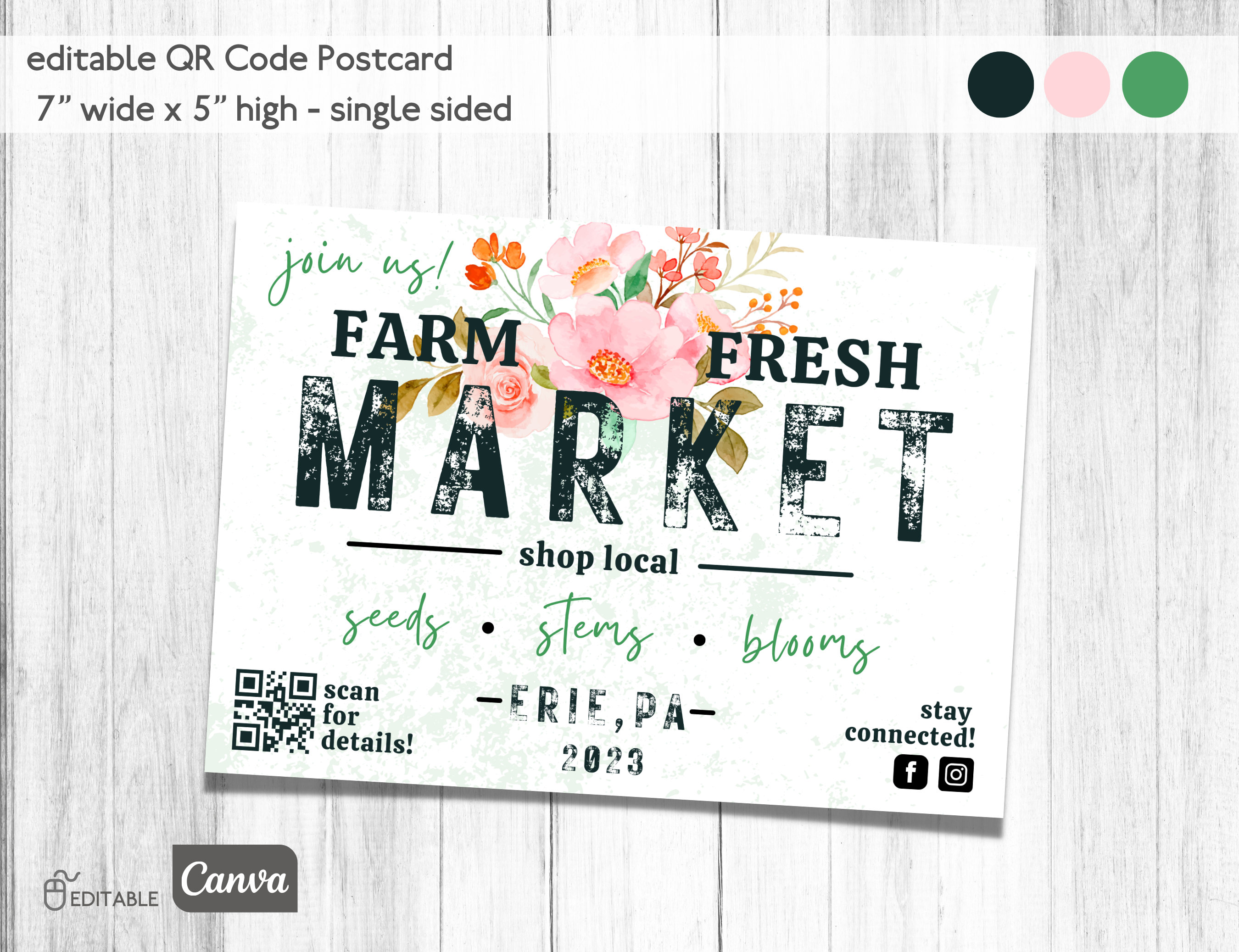 Editable QR Code Postcard Template, Event Template, Canva Template ...