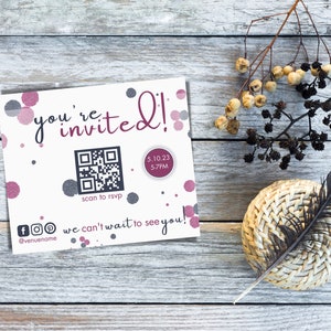 Editable Qr Code Postcard, Invitation Qr Code Sign Template, Canva ...