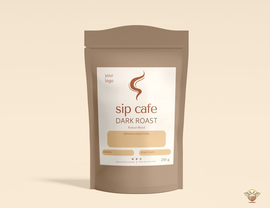 Editable Coffee Pouch Label Template, Neutral Pouch Label Template ...