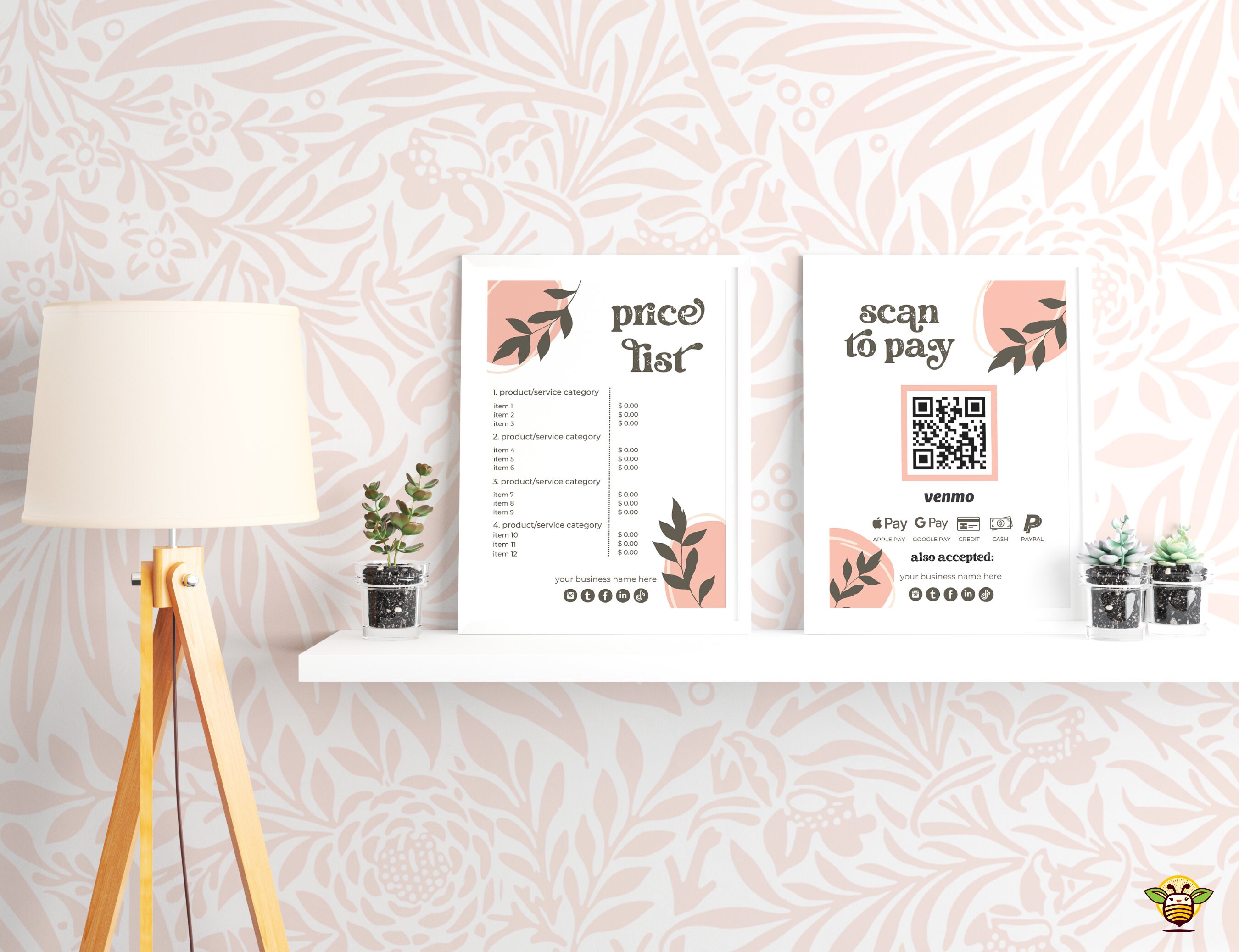 Editable Scan to Pay and Price List Templates, TWO Designs Included ...