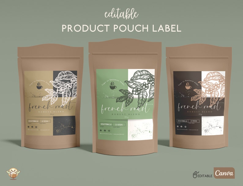 Editable Coffee Pouch Label Template, Product Pouch Template, Gorgeous ...