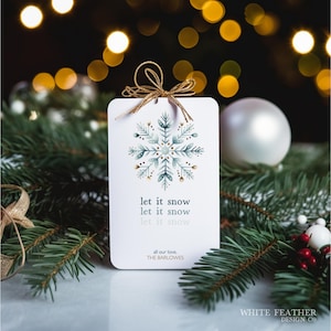 Snowflake Christmas Gift Tag Template, Modern Holiday Design (editable ...