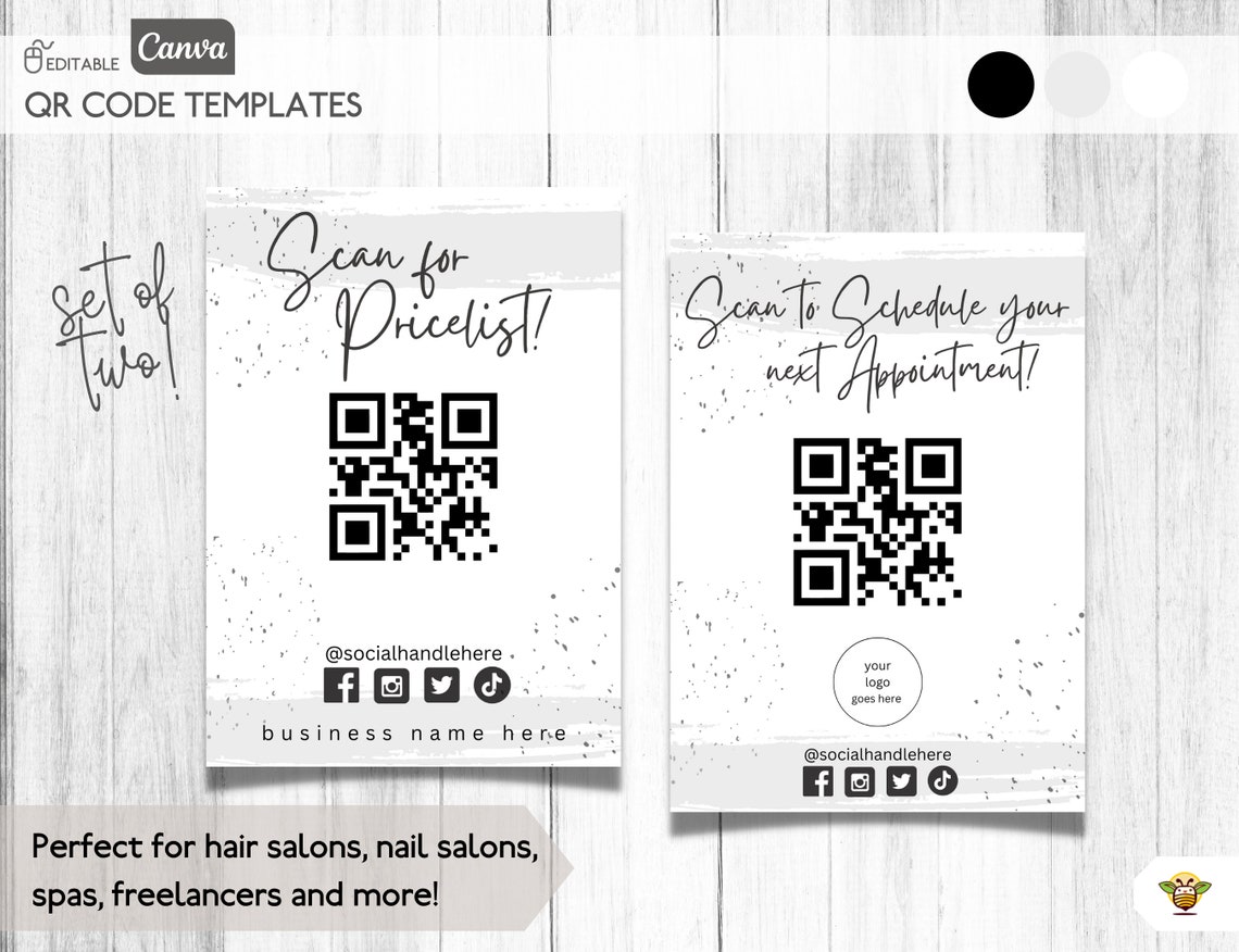 Editable QR Code Signs, Scan for Pricelist, Scan for Appointment, Set ...