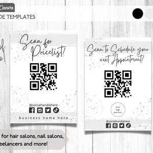 Editable QR Code Signs, Scan for Pricelist, Scan for Appointment, Set ...