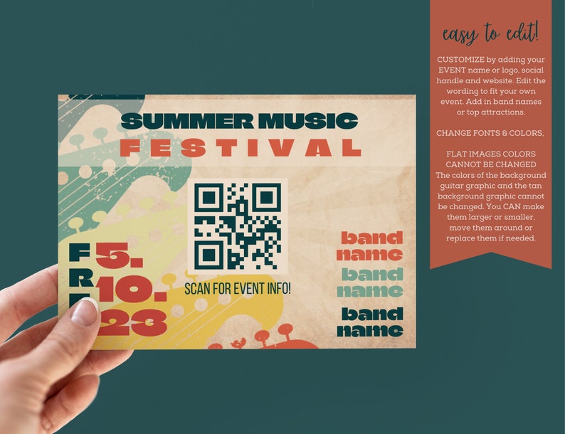 Editable 7 X 5 QR Code Postcard Template, QR Code Card Template, Qr ...