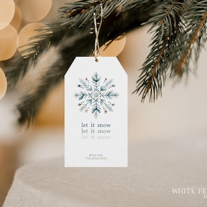 Snowflake Christmas Gift Tag Template, Let It Snow Gift Tag, Gift Tag ...