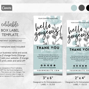 Floral Box Label Sticker Template, Pretty Packaging Label, DIY Box ...