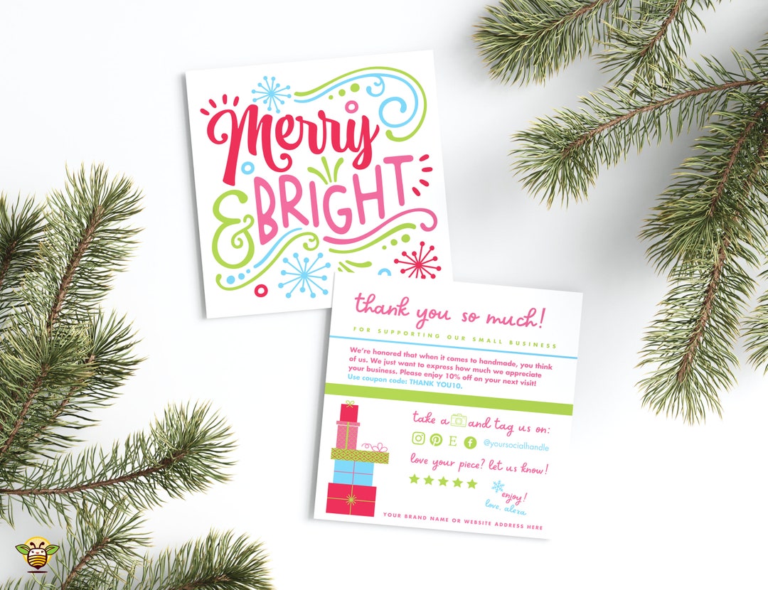 Holiday Thank You Card Template, Editable Christmas Thank You Template ...