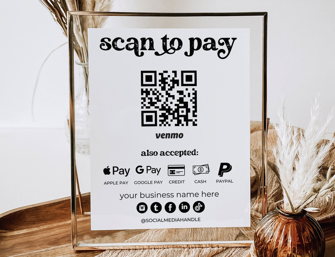 Editable QR Code Sign, Scan to Pay Qr Code Sign Template, Canva ...