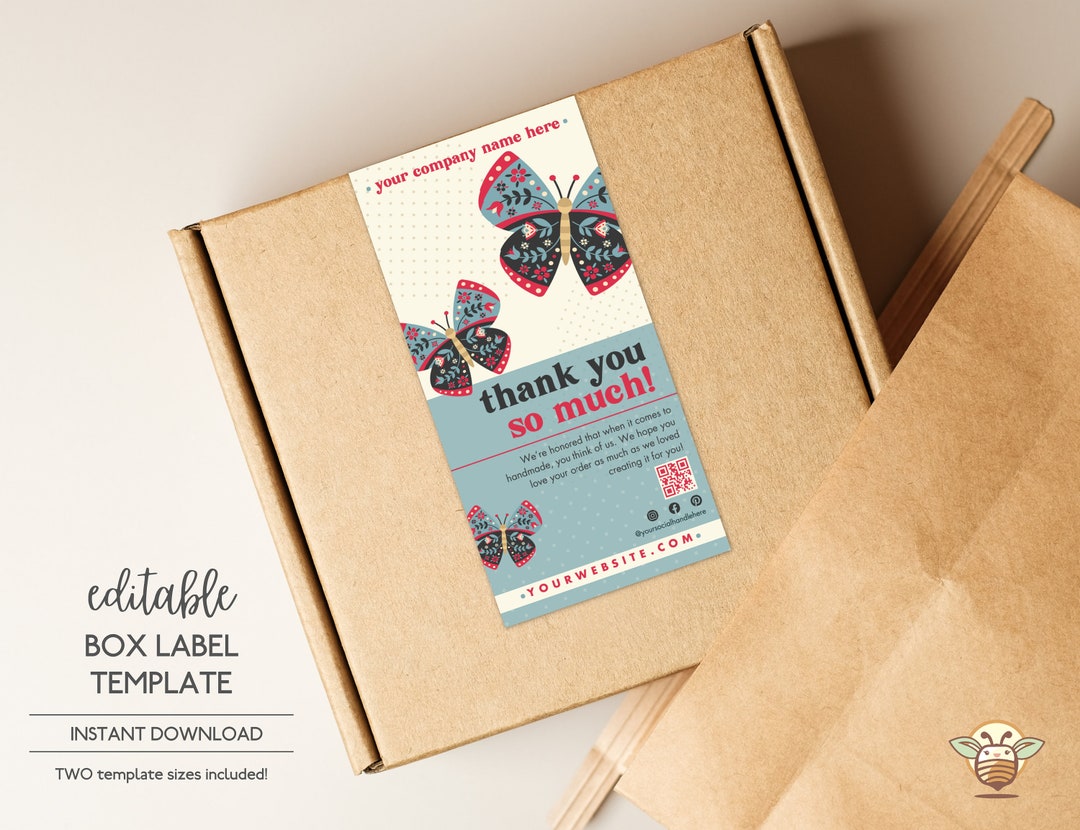 Folk Art Box Label Sticker Template, QR Code Packaging Sticker ...