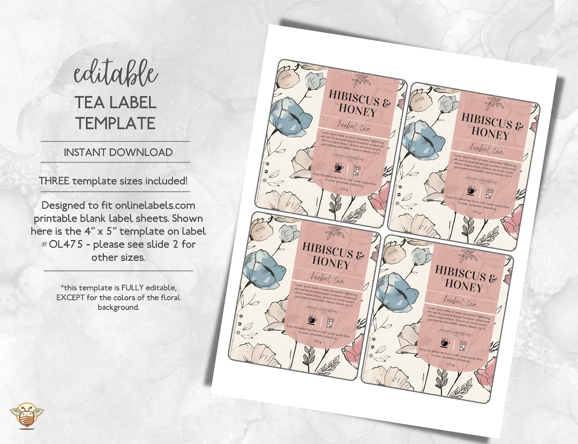 Editable Tea Packaging Label Template, Product Label Template, Gorgeous ...