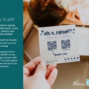 Editable Review Card Template, QR Code Card, Package Insert Card ...