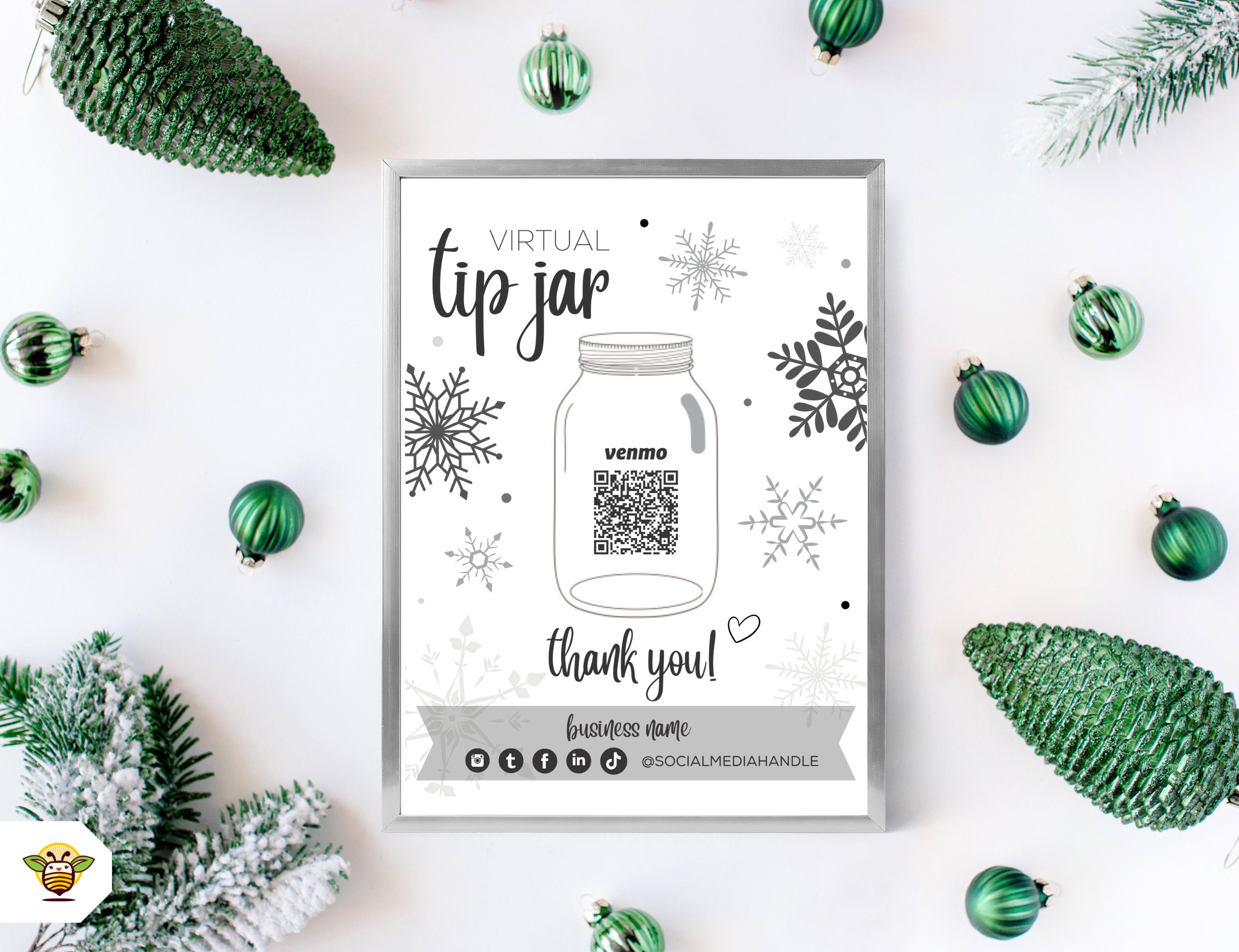 Editable Tip Jar Signs, FOUR Designs Included, Custom QR Code Tip Jar ...