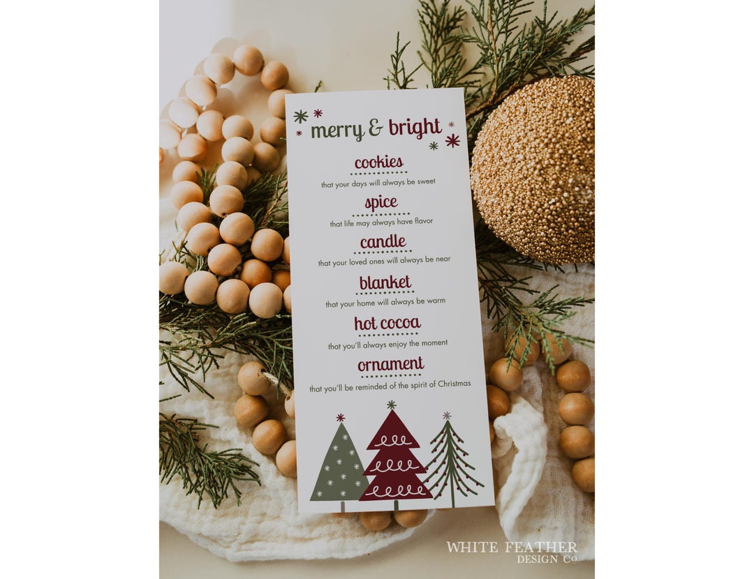 Holiday Gift Basket Card, Ready to Print Gift Card, Holiday ...