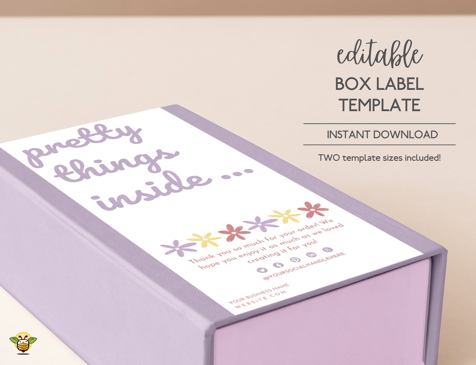 Floral Box Label Template Packaging Sticker Box Seal DIY - Etsy