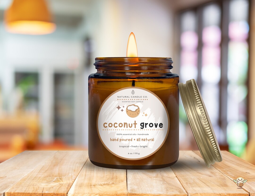 Round Candle Label Sticker Template, Editable Candle Label, Circle ...