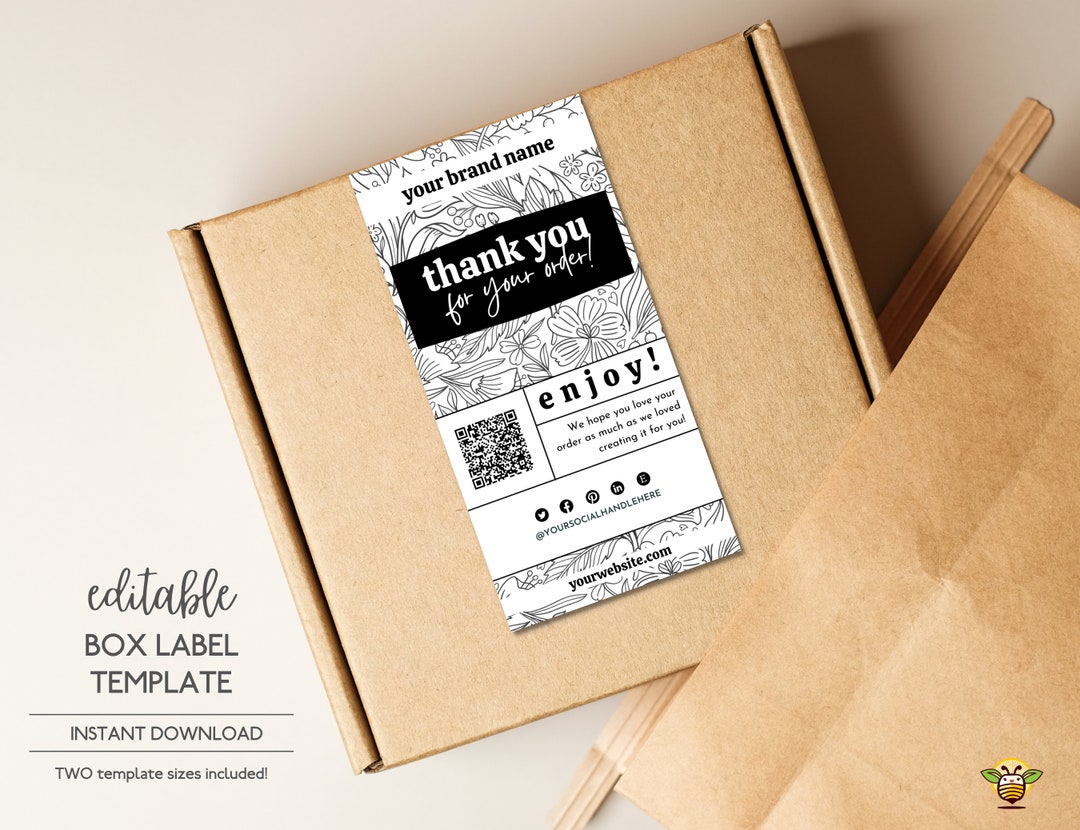 QR Code Box Label Sticker Template, Editable Packaging Seal (digital ...