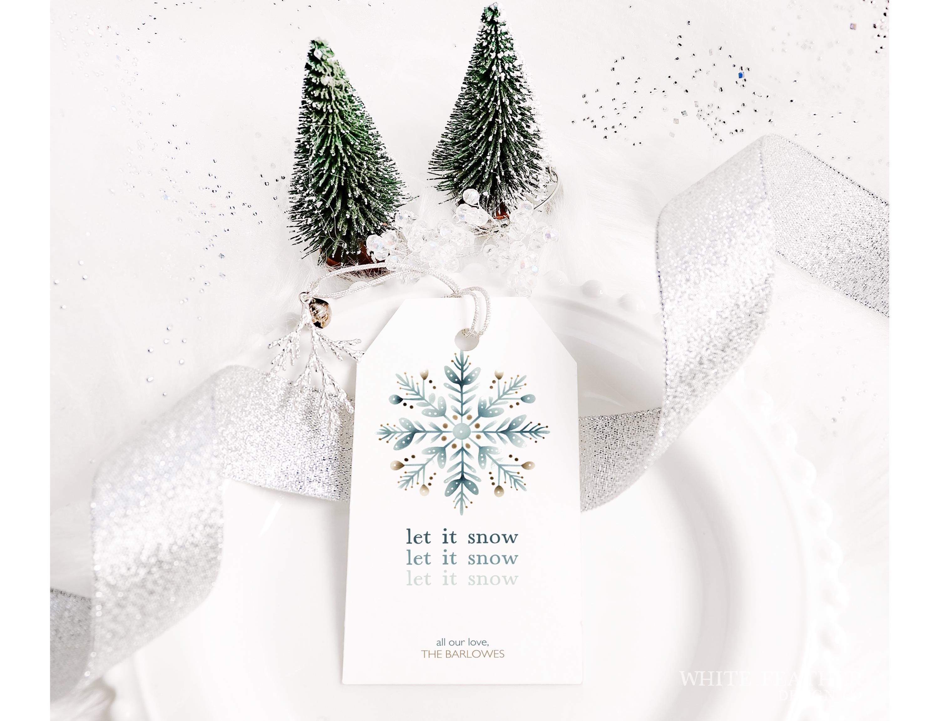 Snowflake Christmas Gift Tag Template, Modern Holiday Design (editable ...