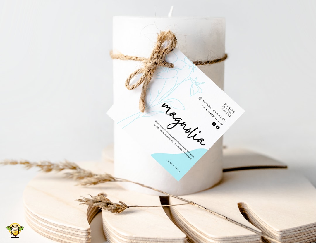 Floral Hang Tag Template, Editable Candle Label, Candle Hang Tag ...