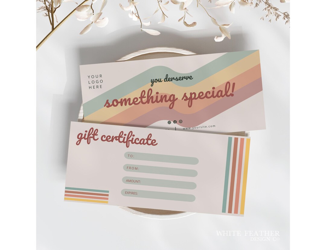 Retro Gift Certificate Template, Editable Gift Certificate, Groovy ...