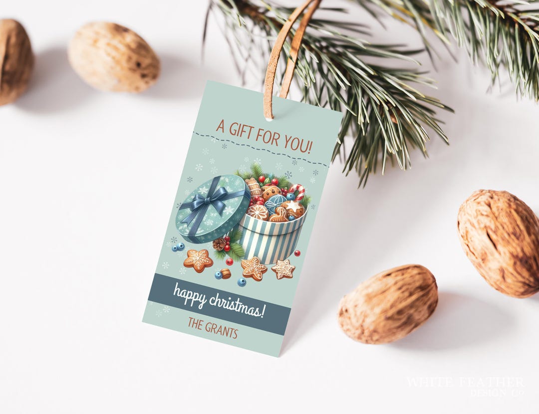 Christmas Cookie Gift Tag Template, Personalized Holiday Hang Tag ...