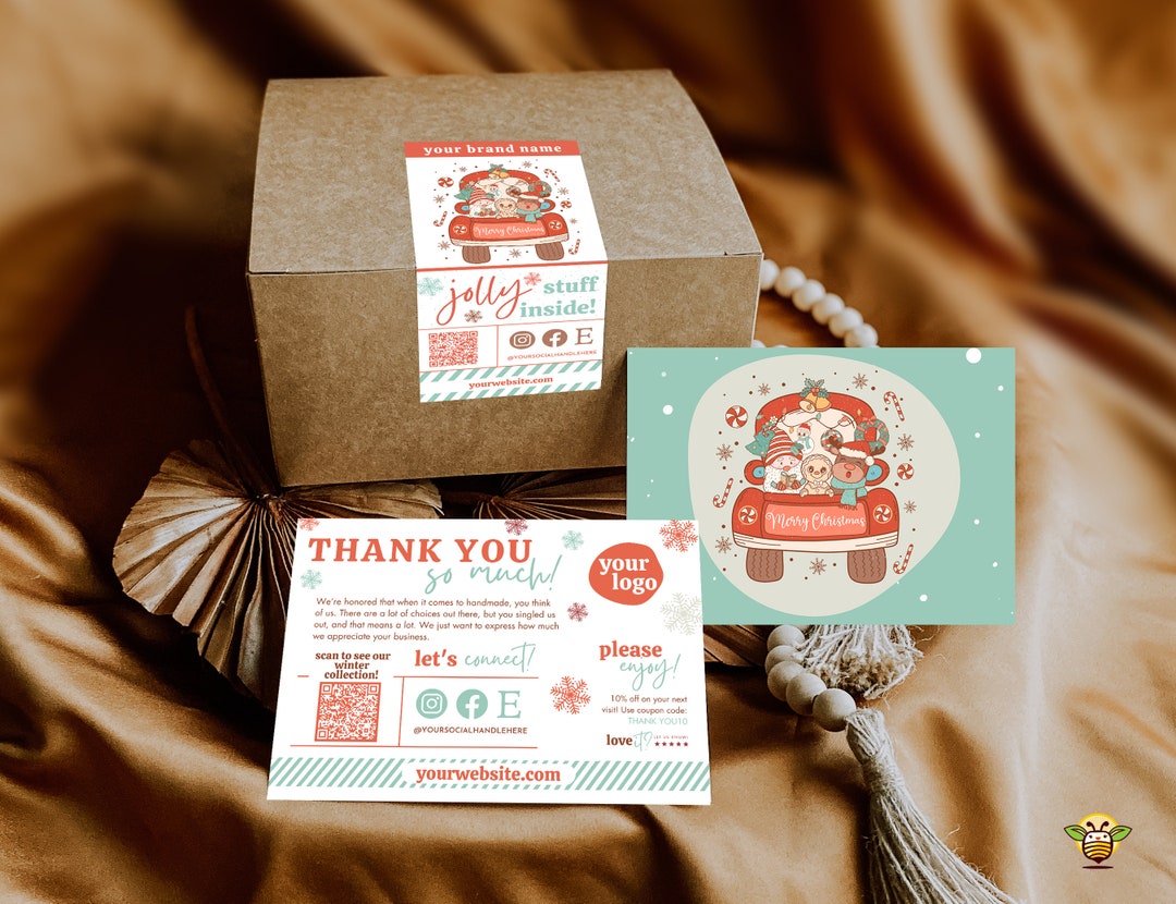 Holiday Packaging Bundle, Set of 2 Box Label Sizes, Editable 7" X 5 ...