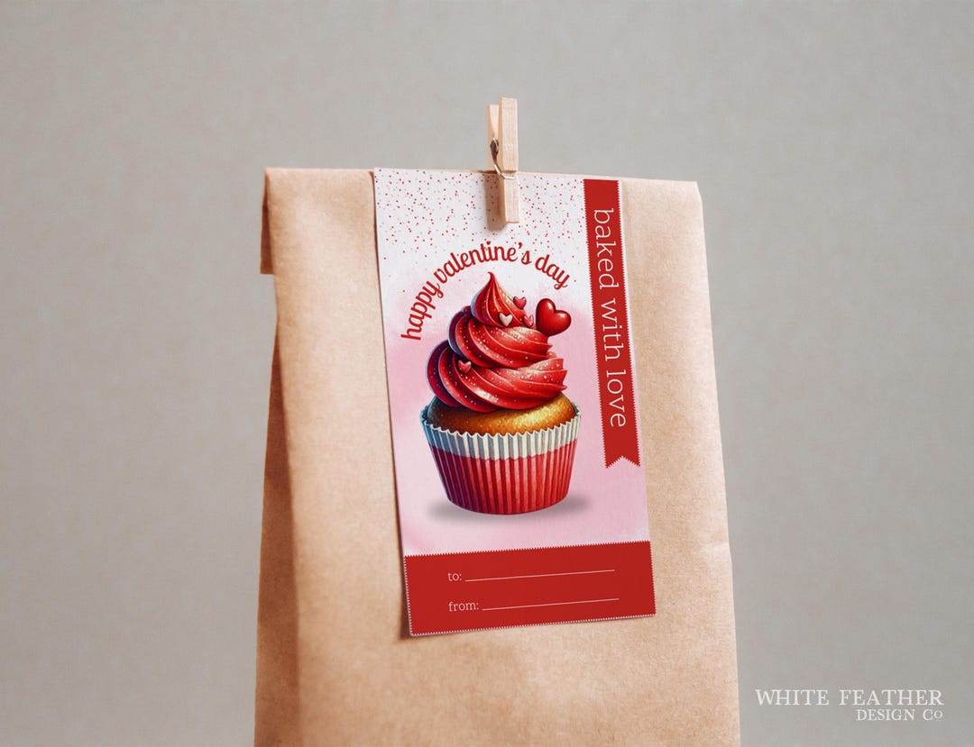 Valentine's Day Gift Tag Template, Baked With Love Gift Tag, Baked ...
