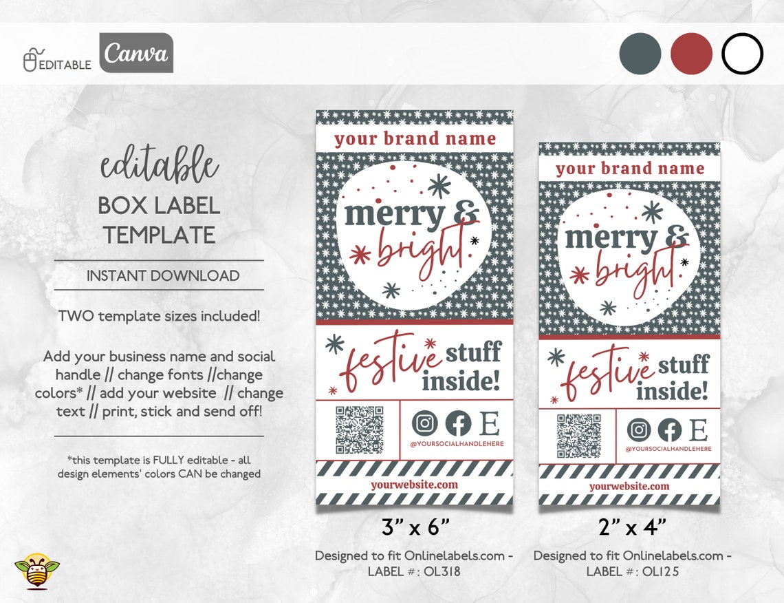 Box Label Template, Editable Packaging Labels, Order Packaging Stickers ...